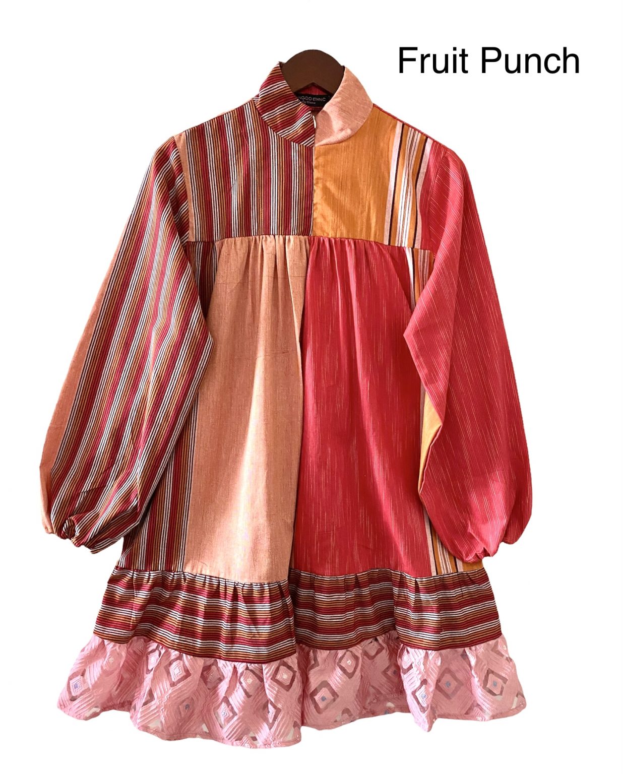 Ruffles dress in lurik woven - IMANGGO ETHNIC